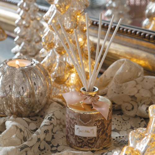 Ribbed Candle Holder In Mercurised Glass Mathilde M